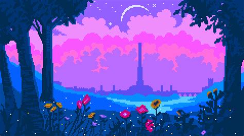 배경 화면 꽃들 픽셀 아트 나무 별 1920x1080 Axela 1903333 배경 화면 Wallhere