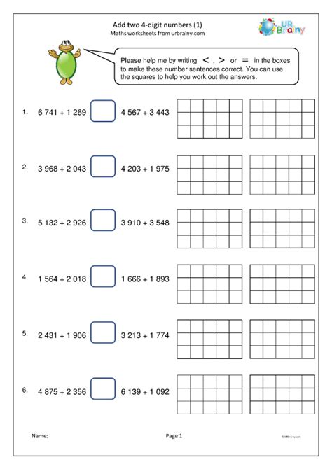 Add Two 4 Digit Numbers 1 Addition By URBrainy Com
