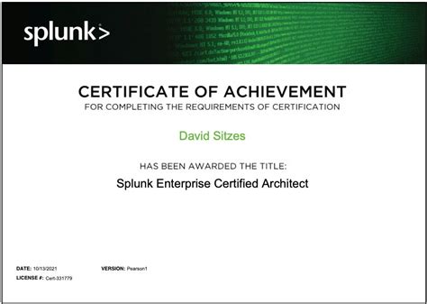 David Sitzes On Linkedin Finally A Certified Splunk Architect 19 Comments