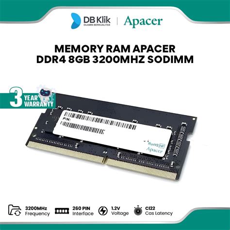 Memory Ram Apacer Ddr4 8gb 3200mhz Sodimm