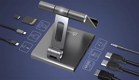 J5create JTS224 8 In 1 Docking Station With Stand PD 100W Pass Through JTS224 Mwave