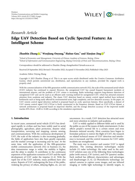 Pdf Edge Uav Detection Based On Cyclic Spectral Feature An