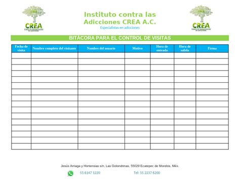 Bitácora De Visitas Crea A C Pdf