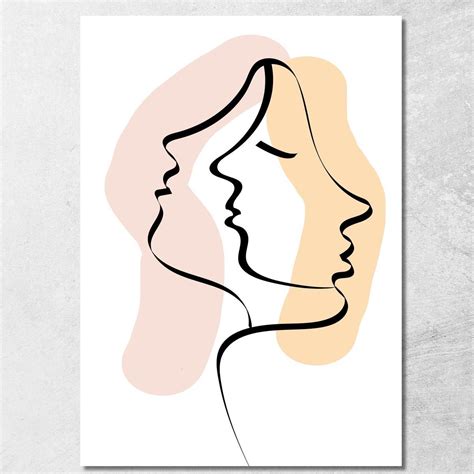 Abstract Line Art Faces