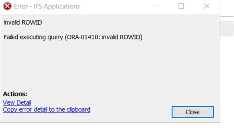 Invalid Rowid Failed Executing Query Ifs Community