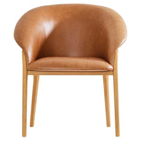 Minimalist Organic Chair In Black Solid Wood Camel Leather Seating Tone For Sale At 1stdibs