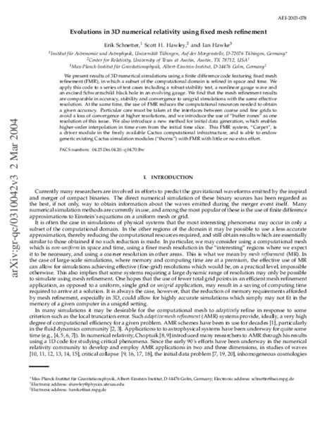 Pdf Evolutions In 3d Numerical Relativity Using Fixed Mesh Refinement