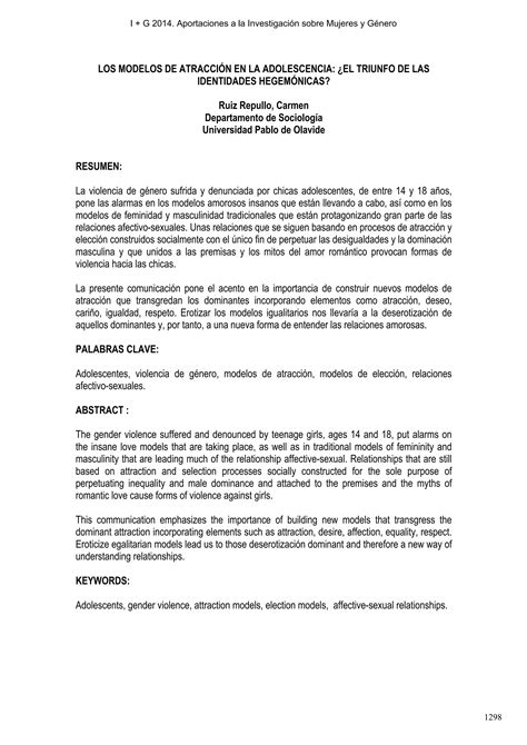 Modelos De Atracción Adolescencia Carmen Ruiz Repullo Pdf