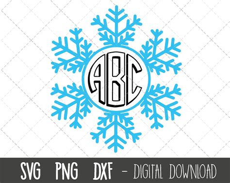 Snowflake Svg Snowflake Monogram Svg Christmas Svg Winter Etsy