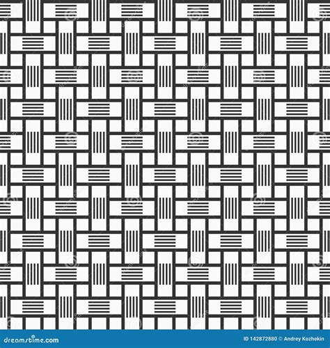Vector Seamless Pattern Of Rectangular Stripes Geometrical Lattice Straight Lines Intertwined