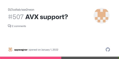 Avx Support · Issue 507 · Dltcollabsse2neon · Github