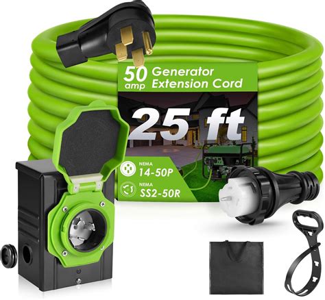 Seeutek 50 Amp Generator Extension Cord 25 Feet Generator Cord 125v 250v 12500w Portable Cable