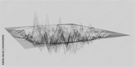 Illustration Of Abstract Wireframe Sound Waves Visualization Of Frequency Signals Audio