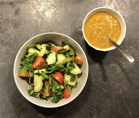 Day 3 Lunch Cucumber And Tomato Salad With Yellow Daal Rnutritarian
