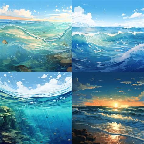 Premium Ai Image Four Ocean Themed Images Including The Surface And