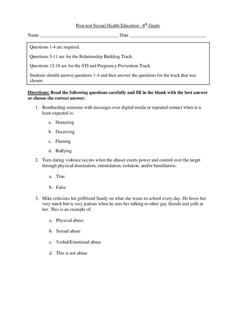 Fillable Online Sexual Health Education Scope And Sequence For Grades