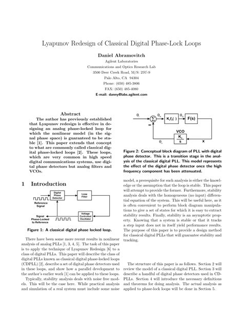 Pdf Lyapunov Redesign Of Classical Digital Phase Lock Loops