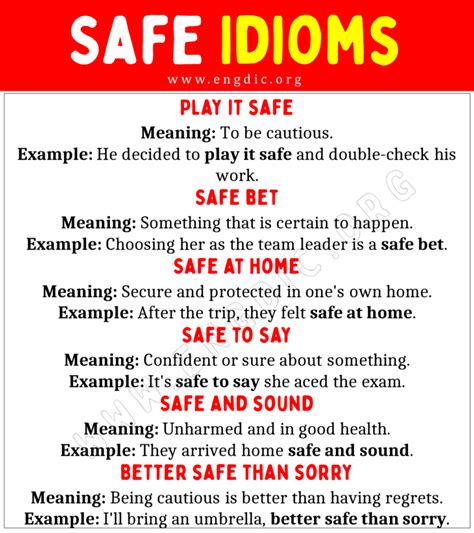 Safe Idioms With Meaning And Examples Engdic