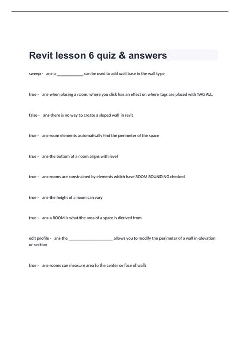 Revit Lesson 6 Quiz And Answers Revit Stuvia Us
