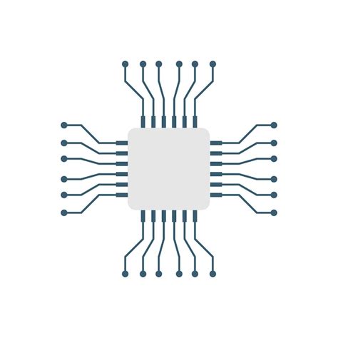 플랫 스타일의 컴퓨터 및 스마트폰 아이콘용 Cpu 프로세서 칩셋 벡터 그림 격리된 배경 마이크로칩 기호 비즈니스 개념 프리미엄 벡터