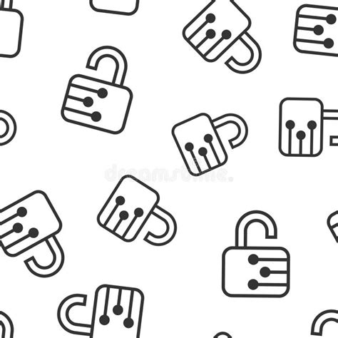 Cyber Security Icon Seamless Pattern Background Padlock Locked Vector Illustration On White
