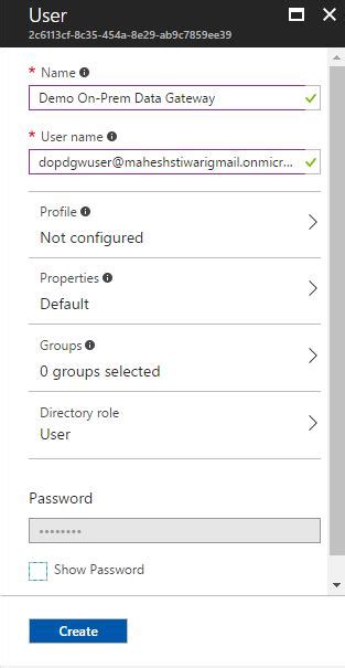 installing and configuring on premises data gateway by adding user to