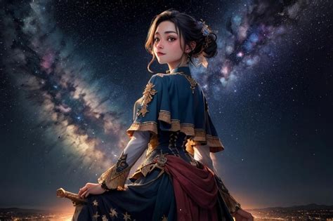 Premium Photo Milky Way Romantic Night Sky Full Of Stars The Girl Looking Up At The Starry Sky
