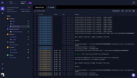 new logs interface enhancing debugging and deployment experience