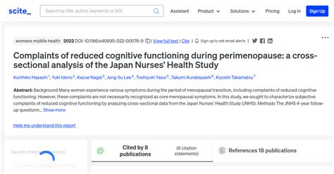 Complaints Of Reduced Cognitive Functioning During Perimenopause A