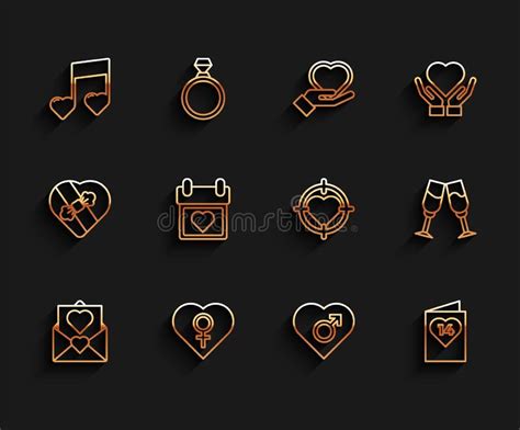 set line envelope with valentine heart heart female gender music note
