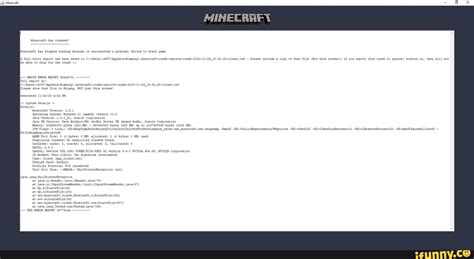 Minecraft Minecraft Has Stopped Running Because It Encountered A