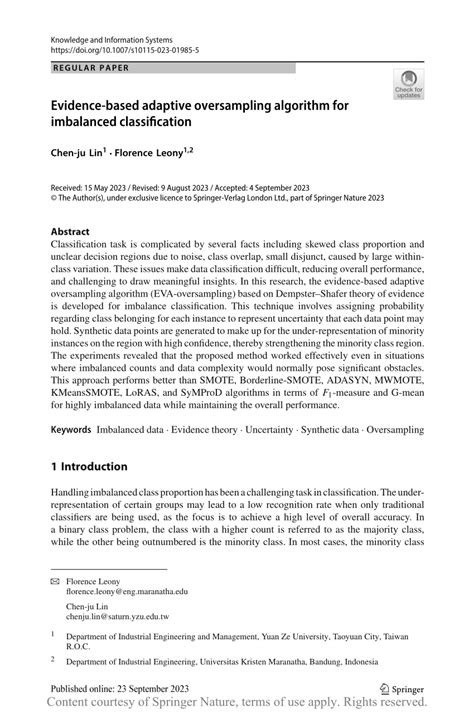 Evidence Based Adaptive Oversampling Algorithm For Imbalanced