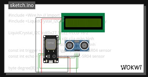 HCSR04 With LCD Wokwi ESP32 STM32 Arduino Simulator