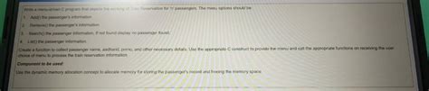 Solved Write A Menu Driven C Program That Depicts The Wrong