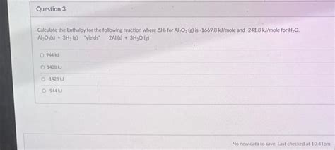 Solved Calculate The Enthalpy For The Following Reaction Chegg Com