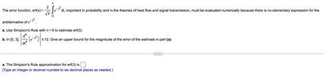 Solved The error function erf x π xet dt important in Chegg