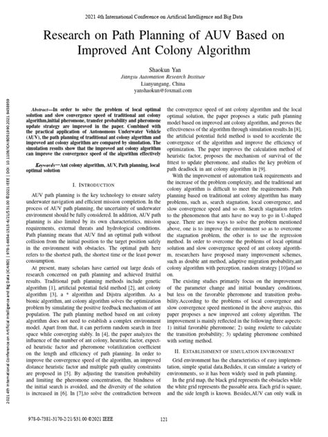 research on path planning of auv based on improved ant colony algorithm