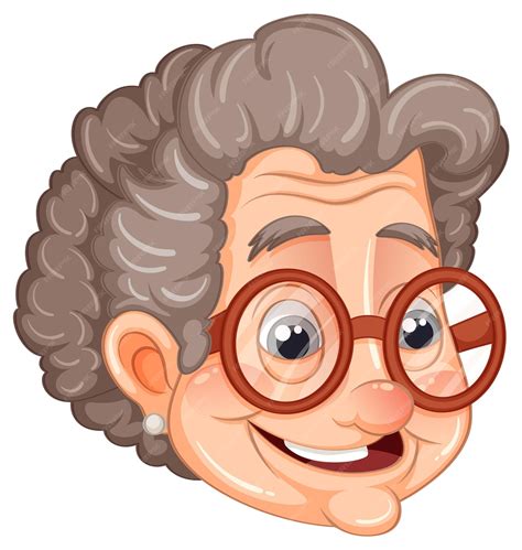Premium Vector Grandmother Head Cartoon Isolated