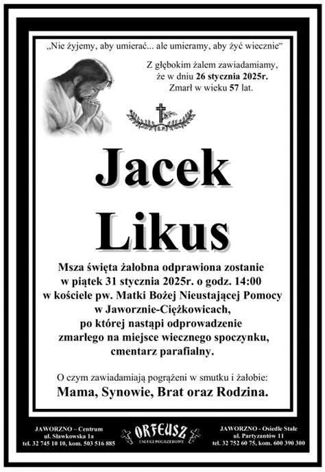 Śp Jacek Likus Nekrolog