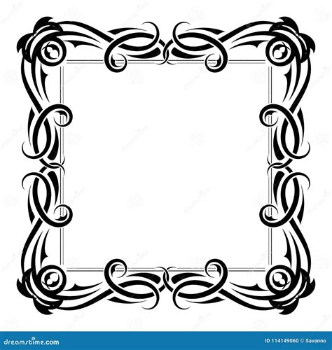 Floral Decorative Square Frame Black Bold Ornament Stock Vector Illustration Of Scroll