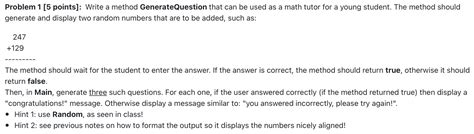 Solved Problem 1 5 Points Write A Method Generatequestion