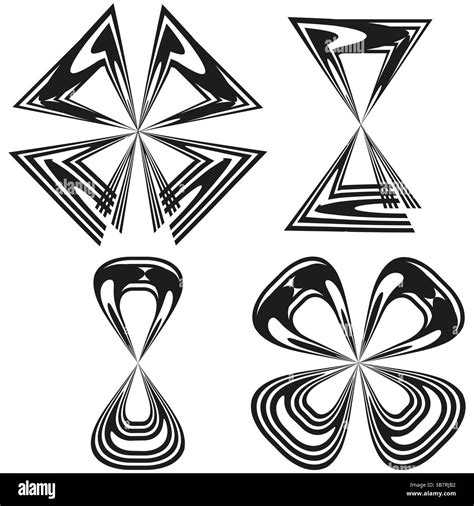 Black Abstract Elements Artistic Geometry Collection Optical Pattern