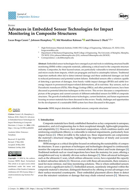 Pdf Advances In Embedded Sensor Technologies For Impact Monitoring In Composite Structures