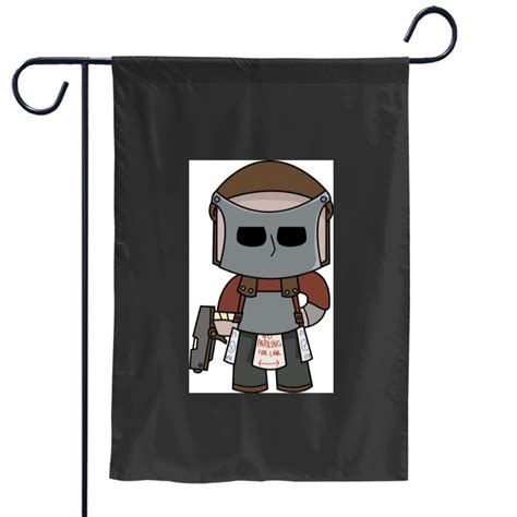 rust character in full gear garden flags sold by rashaddbridges sku