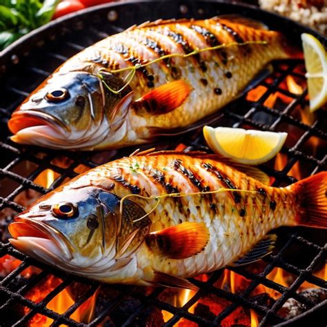Premium Photo Grilled Fish Cooked Baked Seafood Dish Of Whole Fish