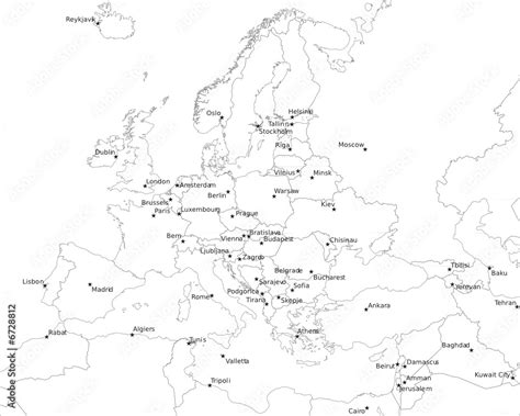 Blank Europe Map With Capitals