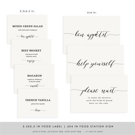 Printable Greenery Branch Buffet Label Template Buffet Food Sign