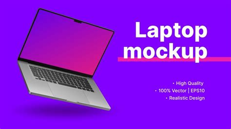 Premium Vector Purple Banner Template With Realistic Laptop Mockup