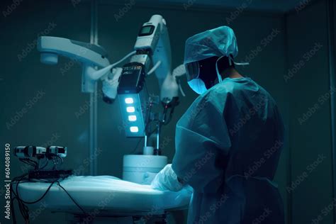 Operating Room Smart Medical Technology Concept Advanced Robotic Surgery Machine At Hospital