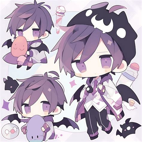 Premium Photo Colorful Male Vampire Chibi Kawaii Gothic Fashion